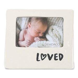 demdaco black & white loved 5 x 7 photo table top frame holder