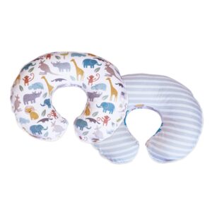 boppy cozy nursing pillow cover, pastel animal stripe, minky fabric in a fashionable two-sided design, fits all boppy nursing pillows and positioners