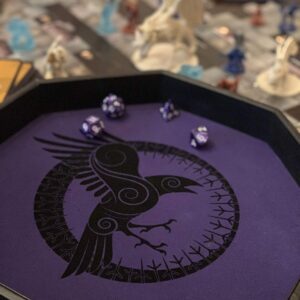 Luck Lab 11.5 Inch Dice Tray – Purple - Big Octagonal Dice Tray with Luxurious Rolling Area for RPG Table Top Gaming Like D&D - Raven Design