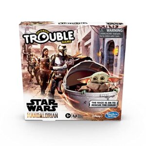 hasbro gaming trouble: star wars the mandalorian edition board game for kids ages 5 and up, multicolor