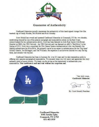 Sandy Koufax Signed Vintage autograph Dodgers Hat rick monday russell cbm COA - Autographed Hats