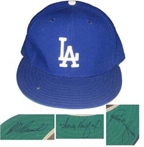 sandy koufax signed vintage autograph dodgers hat rick monday russell cbm coa - autographed hats