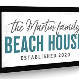 Customizable Beach House Sign, Personalized Beach Condo Wall Art for New Beach Home Gifts, Large Beach Family Established Framed Wall Art 10"x20"