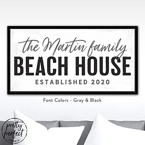 Customizable Beach House Sign, Personalized Beach Condo Wall Art for New Beach Home Gifts, Large Beach Family Established Framed Wall Art 10"x20"