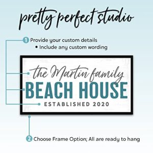 Customizable Beach House Sign, Personalized Beach Condo Wall Art for New Beach Home Gifts, Large Beach Family Established Framed Wall Art 10"x20"