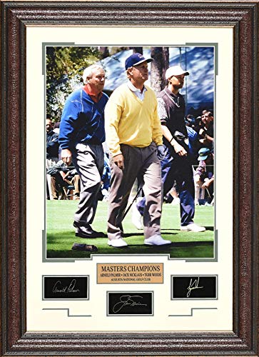 Masters Champions – Jack Nicklaus, Arnold Palmer and Tiger Woods. Framed 24×33 - Golf Plaques and Collages