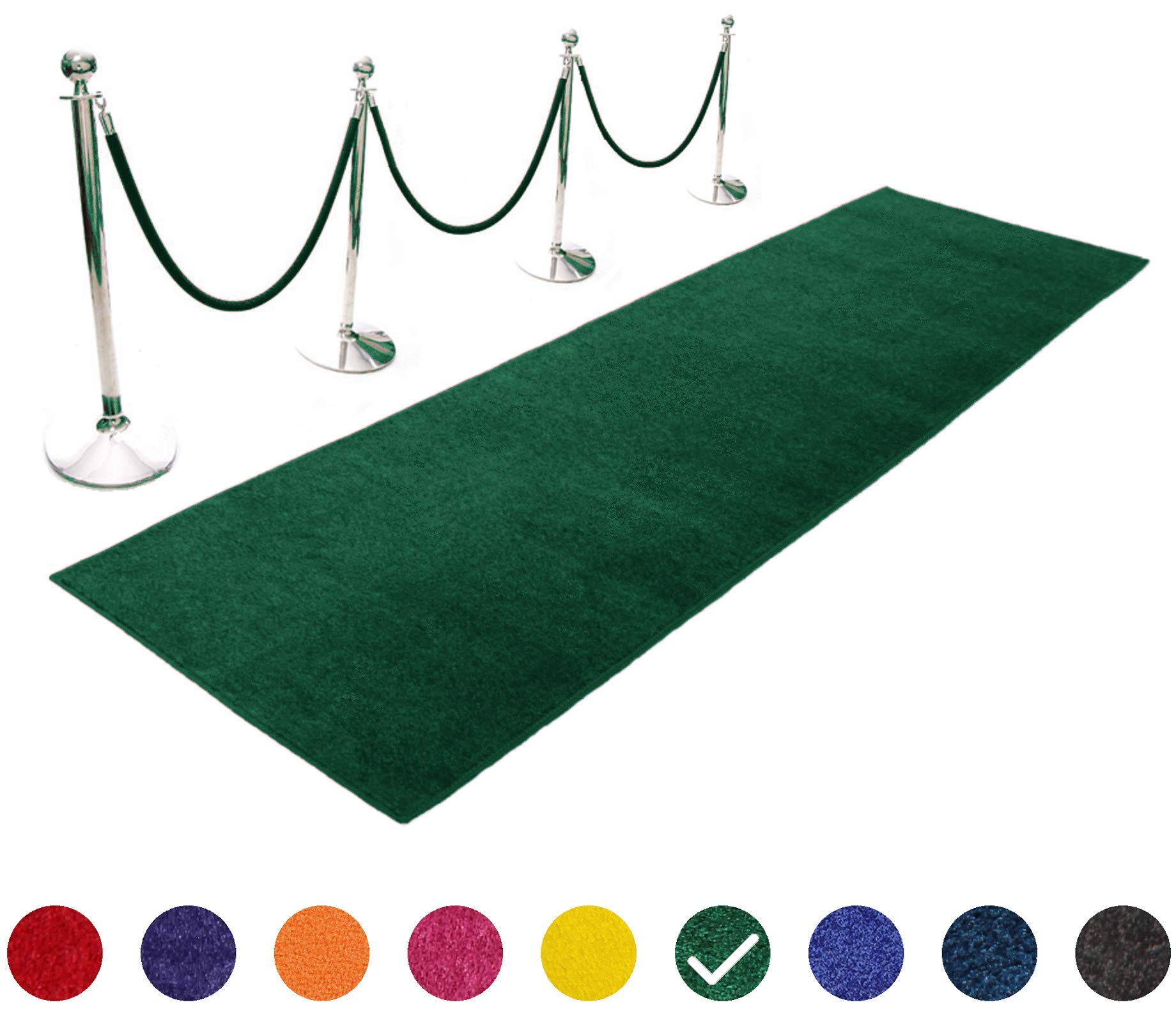 Event Carpet Aisle Runner - Quality Plush Pile Rug with Backing, Binding in Various Sizes (4 X 40 ft, Green)