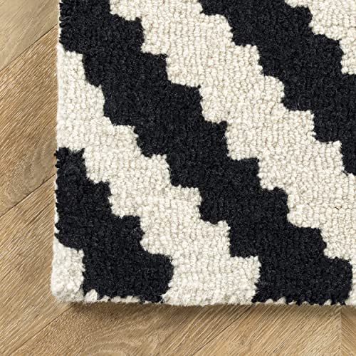 nuLOOM Kellee Hand Tufted Geometric Wool Area Rug, 8x11, Black