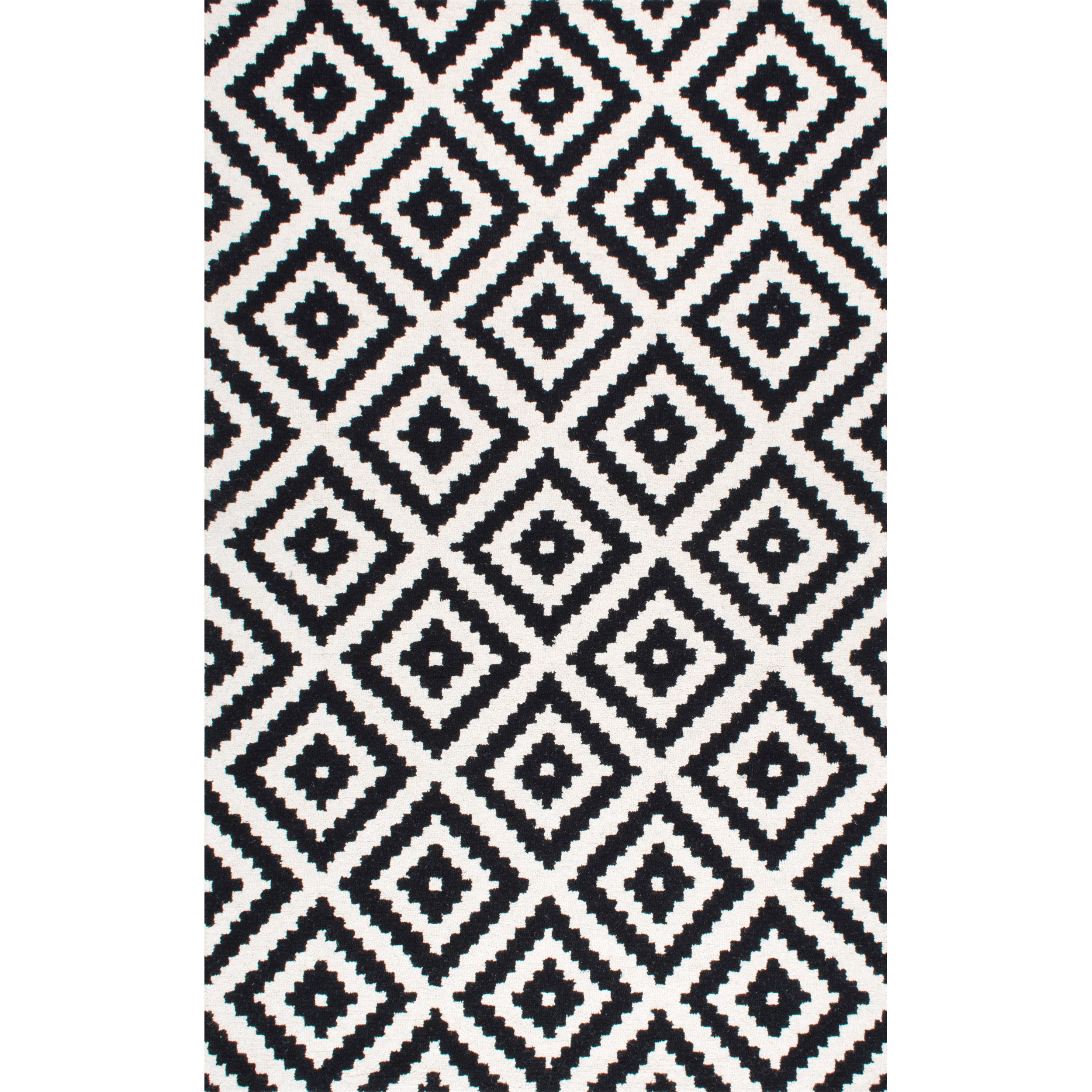 nuLOOM Kellee Hand Tufted Geometric Wool Area Rug, 8x11, Black