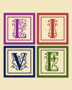 live set of 4 monogrammed letters - teacher's classroom wall decoration