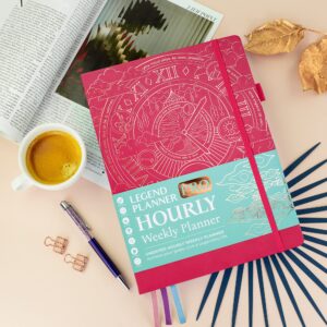 Legend Planner PRO Hourly Schedule - Weekly & Daily Organizer with Time Slots. Appointment Book Journal for Work & Personal, A4 (Hot Pink)