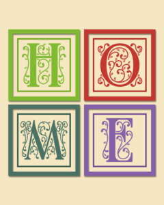 home set of 4 monogrammed letters - homeschool classroom print