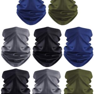 SATINIOR 8 Pieces Colorful Face Coverings Face Gaiters Neck Gaiter Headwear for Outdoor Cycling Fishing (Black, Grey, Blue, White, Khaki, Dark Grey, Navy Blue, Army Green)