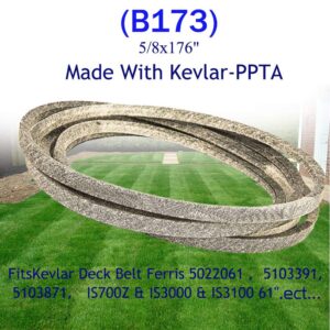 Mower Deck Belt Made with Kevlar 5/8" x 176" Replace for Ferris 1522061 Scag 482652 Exmark 109-8070 116-1965 Simplicity 5103391YP Toro 115-4971 Husqvarna 522829601 Toro 106-7369 Land Pride 816-141C