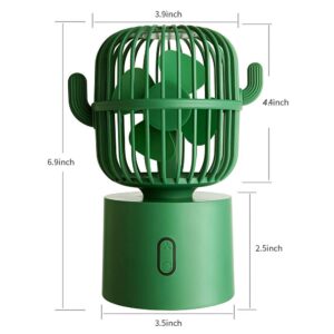 BEISHIDA Personal Fan Small Desktop USB Desk Fan, Cactus Mini Handheld Table 80 Degree Auto Rotation Portable Fans, 3 Speeds Strong Wind, Quiet Operation Fan for Room Home Office Outdoor Travel