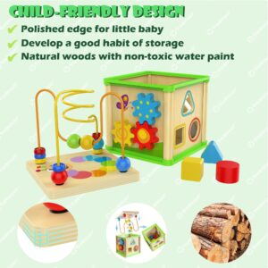 TOP BRIGHT Montessori Toys for 1 Year Old Boy Girl, Wooden Activity Cube Toys for 1 Year Old Girl Gift, Educational One Year Old Toys Learning Baby Toys for 12 Months