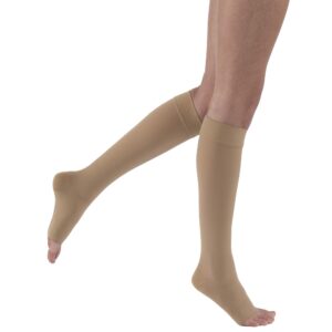 jobst relief knee high 15-20 mmhg open toe unisex for men & women compression socks, beige - choose your size