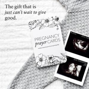 Pregnancy Prayer Cards for Parents/Grandparents (20 Cards) by Duncan & Stone - One-of-a-Kind Pregnancy Congratulations Gift - Bible Verse Cards - New Mom Essential (Black & White, Without Stand)