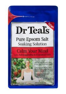 teal's pure epsom salt soak, calm your mind ashwagandha, 3 lbs (pack of 2) product package may vary