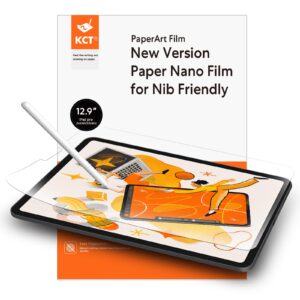 kct 2 pack paperfeel screen protector compatible with ipad pro 12.9 (2022 & 2021 & 2020 & 2018 models), matte pet film for drawing, no glare with easy installation kit