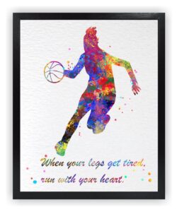 dignovel studios 8x10 unframed basketball girl when your legs get tired motivational watercolor art print poster housewarming wall giclee office home decor dn521