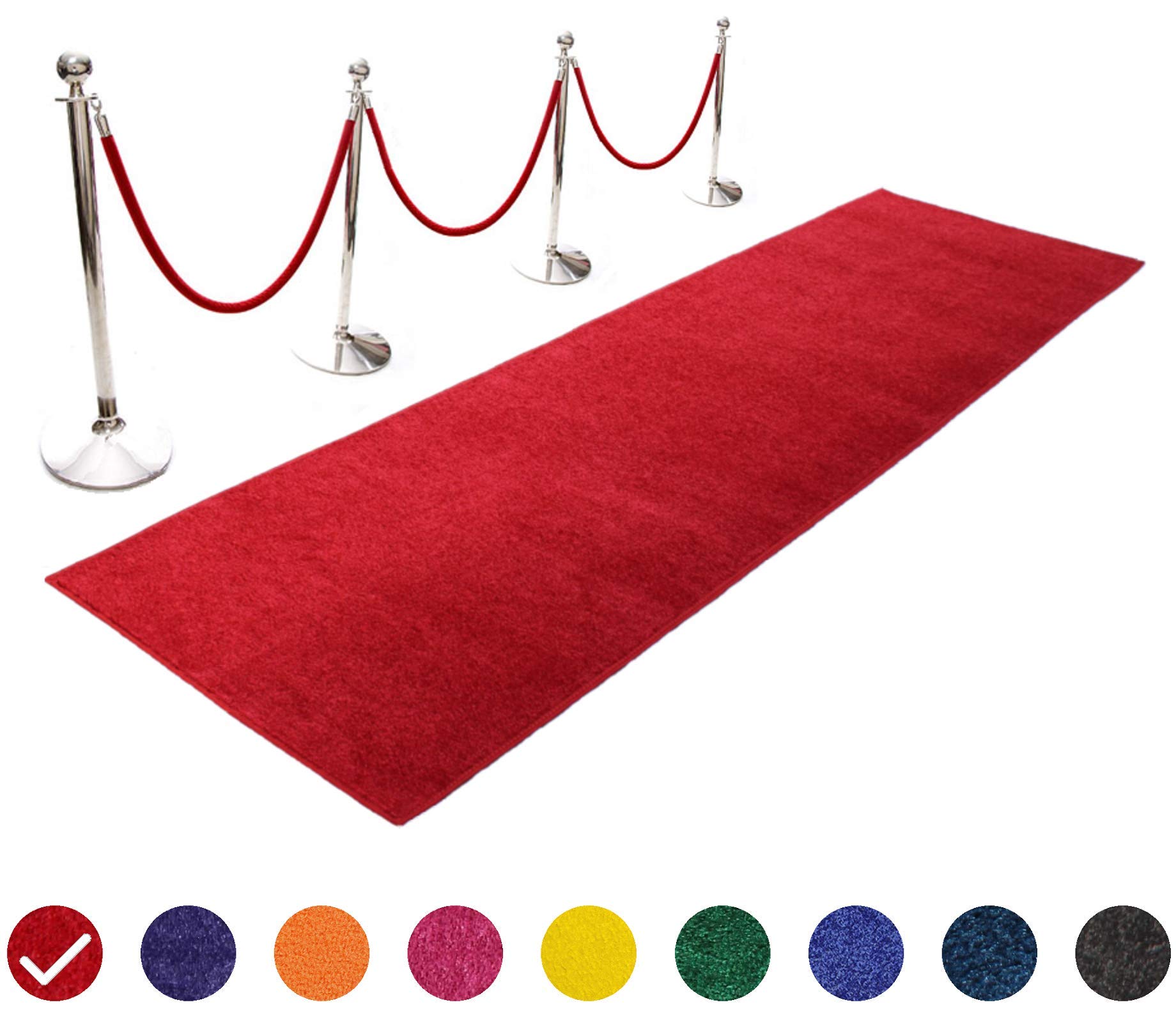 Event Carpet Aisle Runner - Quality Plush Pile Rug with Backing, Binding in Various Sizes (4 X 45 ft, Red)