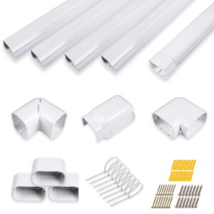 lyprem 16.5ft mini split line set cover 4" pvc line cover kit for mini split and central air conditioner & heat pump