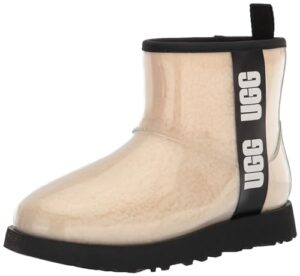 ugg classic clear mini boot, natural / black, size 9