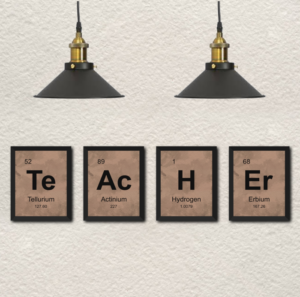 teacher set of 4 - periodic table of elements classroom print