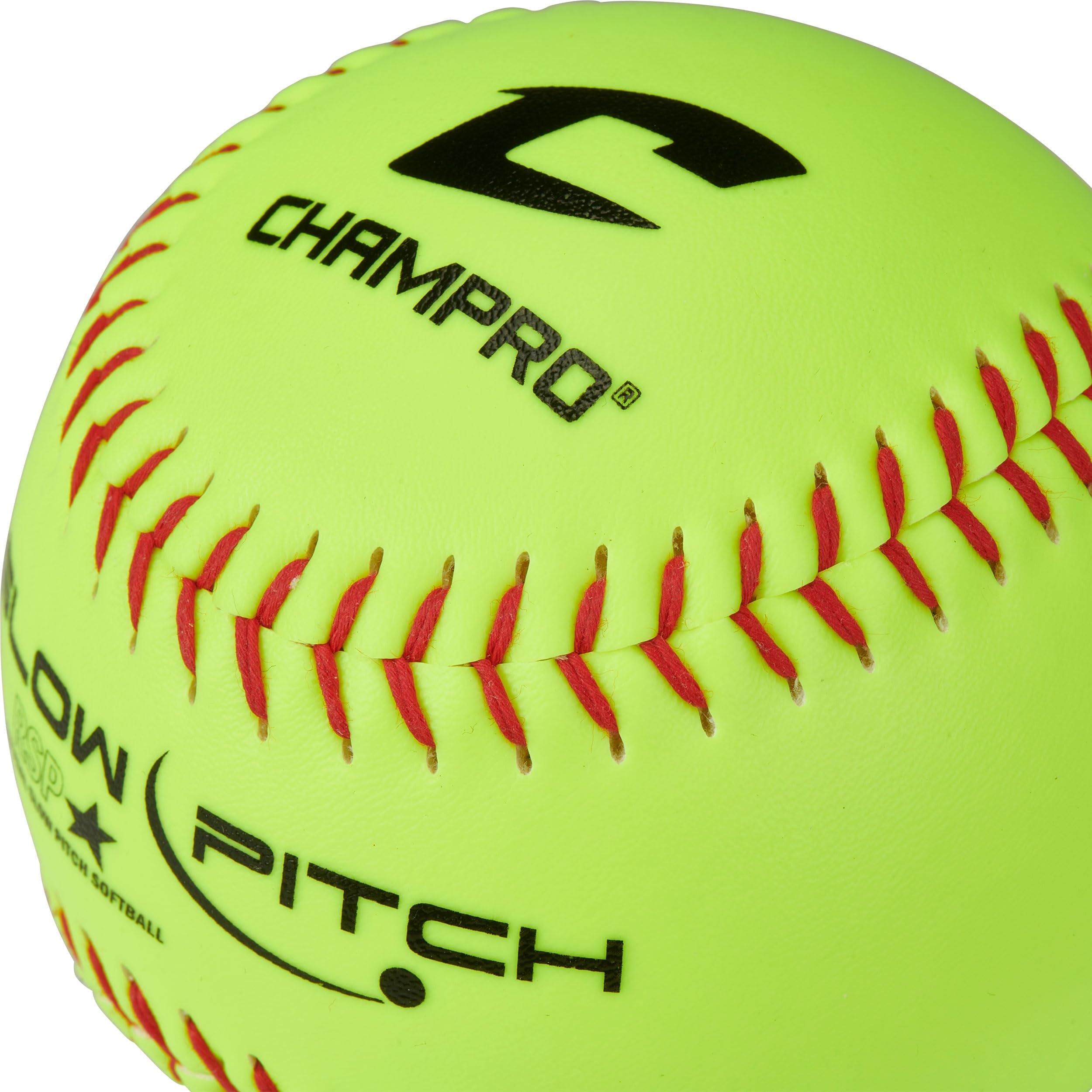 Champro 12" Slow Pitch Practice Softballs with Flat Seams and Durahide Cover, 12 Pack