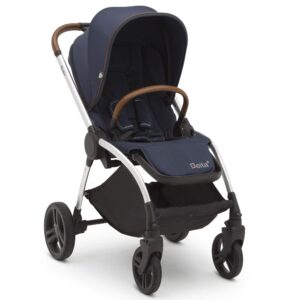 delta children revolve reversible stroller, navy - leather handlebar; one hand easy fold; lightweight shock-absorbing frame; reclining seat and adjustable footrest