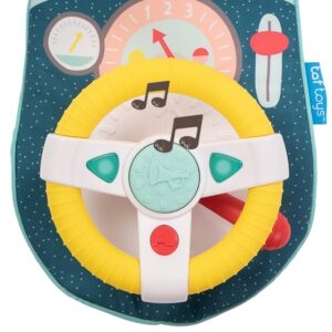 Baby Car Seat Toys for Infants with Mirror, Carseat Toys Steering Wheel with Music Lights & Driving Sounds Car Seat Toy for Babies 6 to 12 Months Develops Emotional Intelligence Senses & Motor Skills