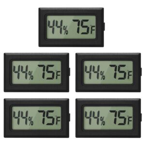 eeekit 5 pack mini thermometer hygrometer, small digital electronic temperature humidity meters gauge indoor lcd display fahrenheit for humidors, greenhouse, garden, cellar, fridge, mason jar