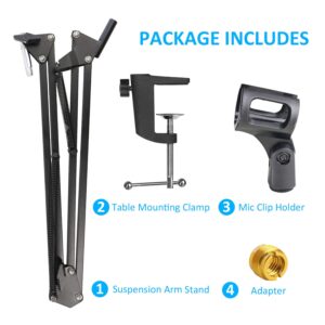 Microphone Boom Arm Stand - Heavy Duty Mic Stand for Microphones, Swivel Mount Compatible with Shock Mounts by YOUSHARES