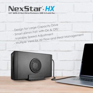 Vantec NexStar HX, 3.5" SATA III Hard Drive Enclosure USB 3.0 With Fan (NST-387S3-BK)