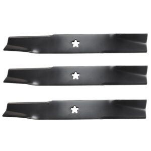 usa mower blades (3) u12025bp high-lift for husqvarna 539112079 dixon 10782 10881 length 18 in. width 2-1/2 in. thickness .203 in. center hole 5 point star 36 in. 52 in. deck