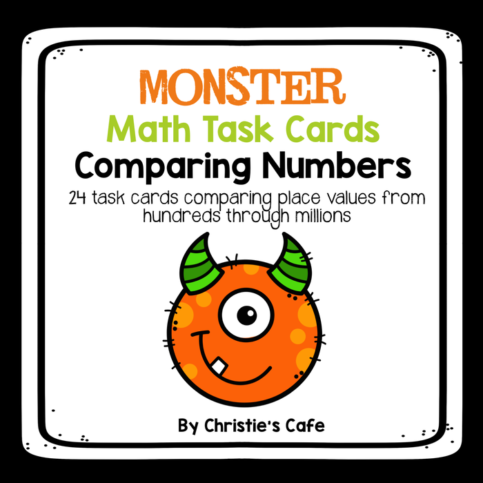 Monster Comparing Numbers Task Cards