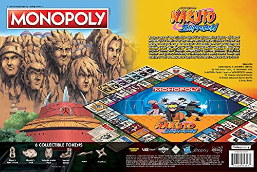 Monopoly: Naruto | Collectible Monopoly Game Featuring Japanese Manga Series | Familiar Locations and Iconic Moments from The Anime Show | 2-6 Players