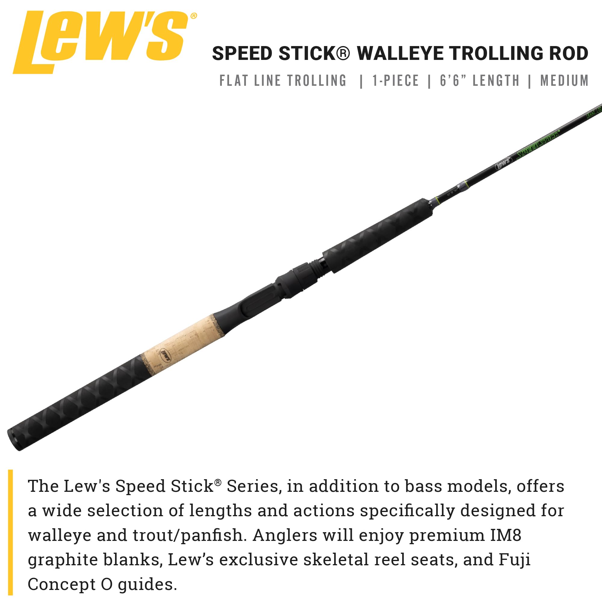 Lew's Speed Stick 6'6"-1 Medium Flat Line Trolling Walleye Rod