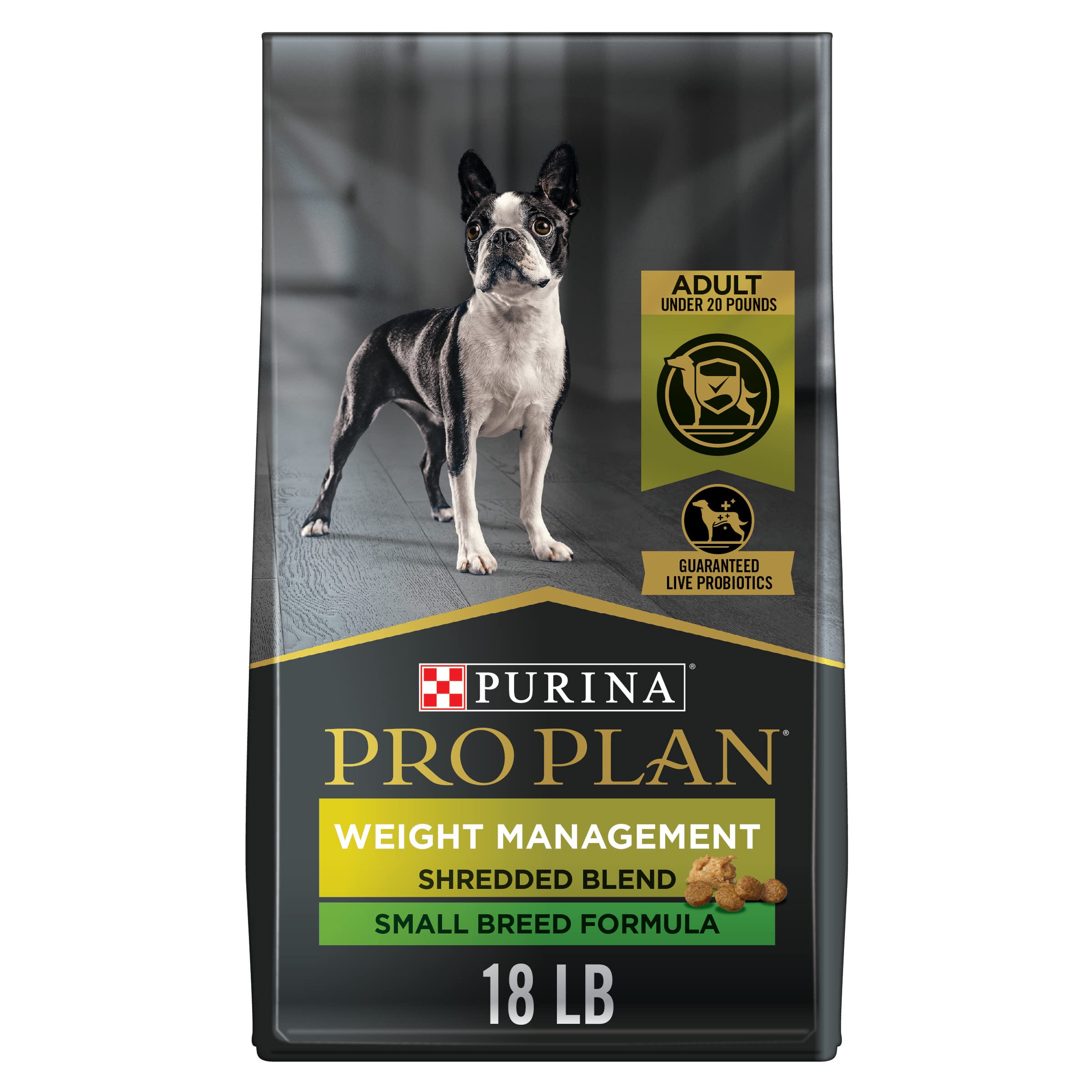 Purina Pro Plan Small Breed Weight Management Dog Food, Shredded Blend Chicken & Rice Formula - 18 lb. Bag