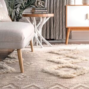 nuloom savannah moroccan tasseled wool area rug, 4x6, beige