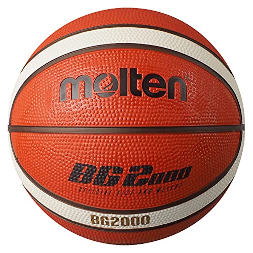 Molten BG2000 Basketball, Indoor/Outdoor, Premium Rubber, Size 3, Orange/Ivory, Suitable for Boys Age 6 & Under, Girls Age 11 & Under