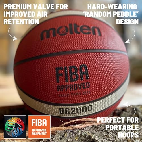 Molten BG2000 Basketball, Indoor/Outdoor, Premium Rubber, Size 3, Orange/Ivory, Suitable for Boys Age 6 & Under, Girls Age 11 & Under