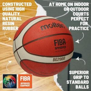 Molten BG2000 Basketball, Indoor/Outdoor, Premium Rubber, Size 3, Orange/Ivory, Suitable for Boys Age 6 & Under, Girls Age 11 & Under