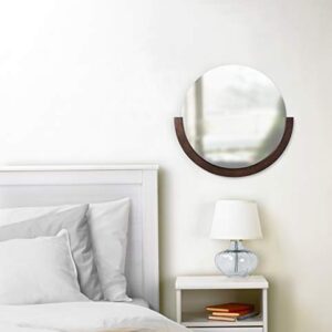 Umbra Mira Decorative Wall Entryway, Circular Mirror with Wood Frame on The Bottom Half, 22.5 Inch, Aged Walnut