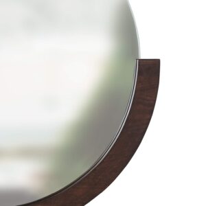 Umbra Mira Decorative Wall Entryway, Circular Mirror with Wood Frame on The Bottom Half, 22.5 Inch, Aged Walnut