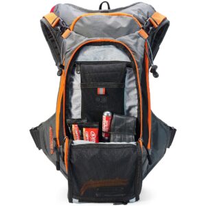 USWE Airborne - Hydration Pack with Hydration Bladder, Bounce Free Backpack for MTB, Cycling, Mountain Biking (15L, Gray/Orange)