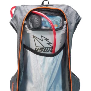 USWE Airborne - Hydration Pack with Hydration Bladder, Bounce Free Backpack for MTB, Cycling, Mountain Biking (15L, Gray/Orange)