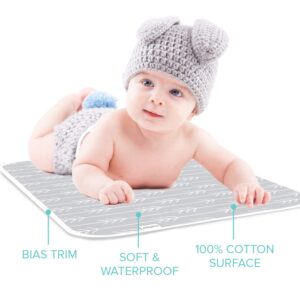 Kushies Deluxe Waterproof Changing Pad Liners - 20 x 30 inches Baby Changing Table Pad Covers - Baby Changing Pads in Grey One Direction - Diaper Changing Pad Cover Waterproof for Changing Station