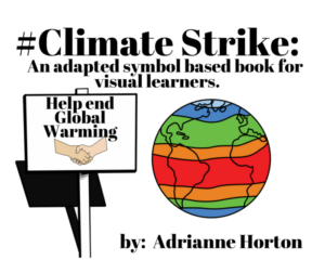 digital pdf climate strike, adapted symbol based autism book for visual learners with questions, and puzzle worksheets